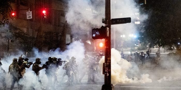 Portland Rioters Set Fire at Fed Courthouse; Tear Gas Used to Disperse ...