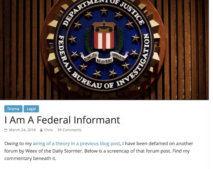 Fed Files VI: Nazi Provocateur Responds to Being Pegged as an FBI ...